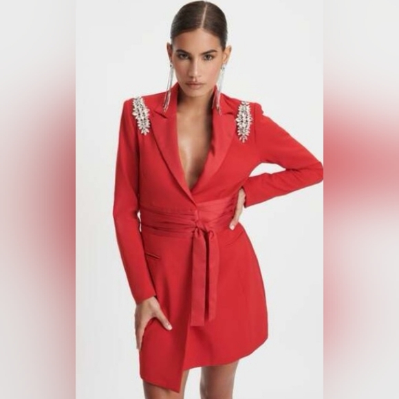 Lavish Alice | Dresses | Lavish Alice Red Embellished Blazer Dress ...
